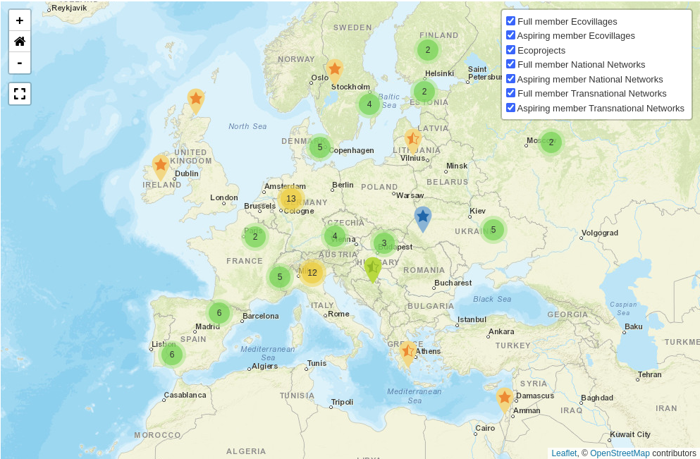 Ecovillage and network map - GEN Europe